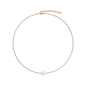 Amazon Essentials 14K Gold Plated Freshwater Pearl Pendant Necklace 16", Rose Gold