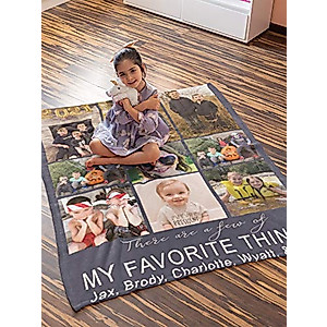 Personalized Name Blanket for Grandma, Custom Blanket with Name and Photo Collages, Throw Blanket Adult Baby Fleece Unique, Gift for Daughter, Son, Couples Anniversary, Blankets for Family Birthday