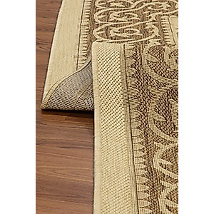 Msrugs Area Rugs - 9x12 Flatweave Collection Key West Beige/Gold Indoor/Outdoor Modern Area Rug - Contemporary Floral Carpet for Patio, Deck, Porch, Camp and Picnic (8'10''x11'9'')