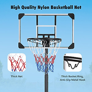 Basketball Hoop 28IN Basketball Goal Basketball Hoop Outdoor with 5.8ft-7ft Height Adjustable Basketball Backboard & Wheels Basketball Equipment for Adults Indoor Outdoor Gym Use
