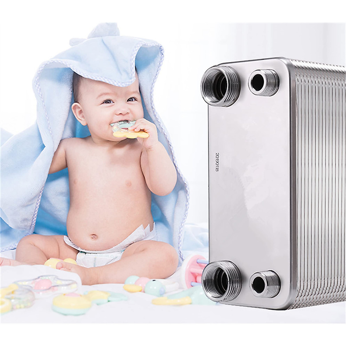 KK5 Brazed Plate Heat Exchanger Water to Water with Copper and SS304 Stainless Steel Plates for Floor Heating, Water Heating, Snow Melting