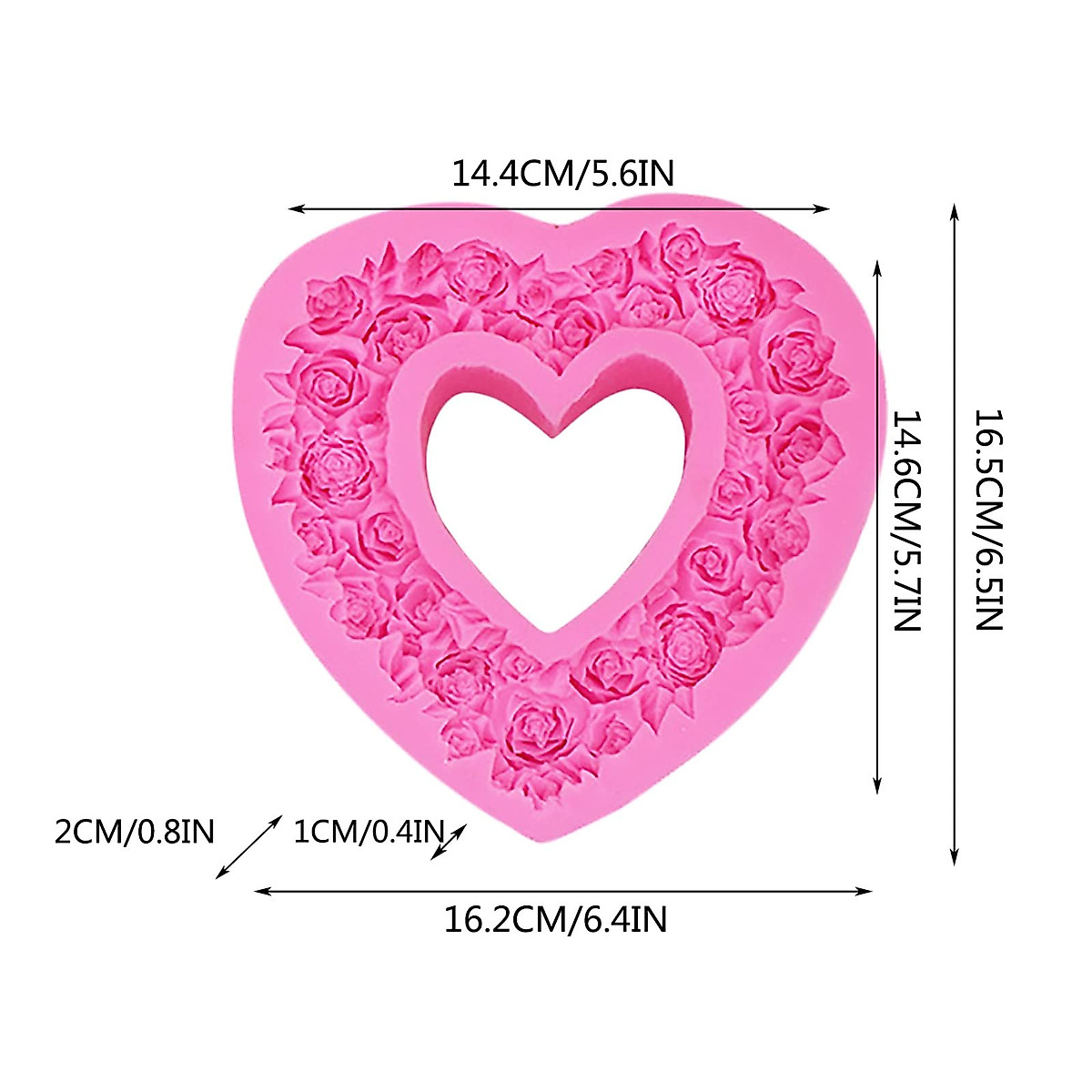 Shan-S Valentine Silicone Molds,3D Heart Rose Chocolate Molds,Fondant Mold Embossed Love Garland Mould, Heart Wreath Mould,DIY Cake Decoration Mousse Cheesecake Desserts Model Baking Pastry Tool,Pink