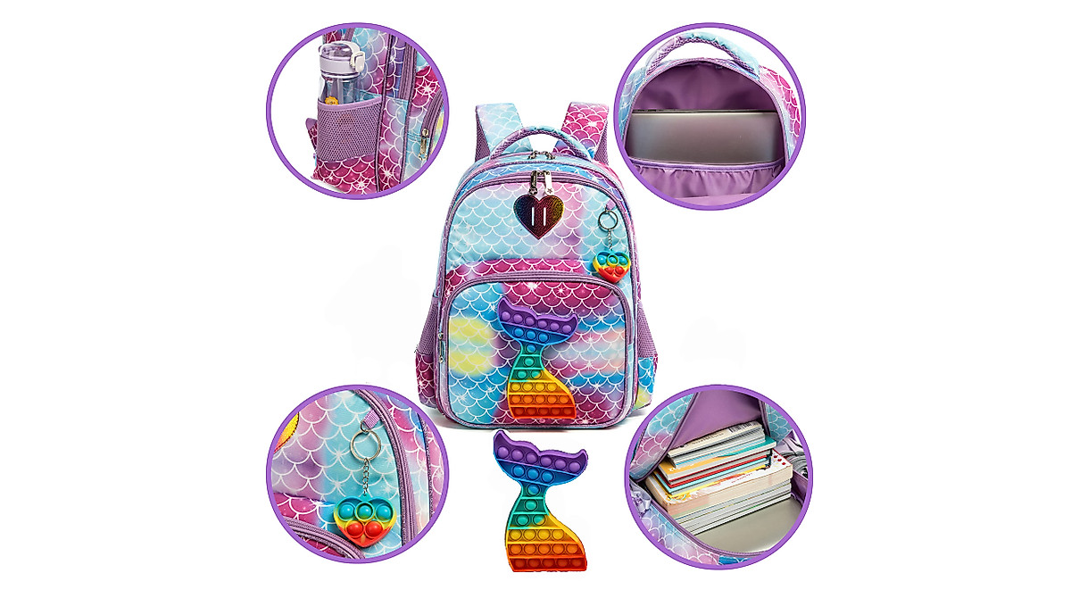 ZBAOGTW Mermaid School Backpacks for Girls - Fun & Durable
