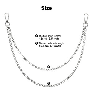 XZQTIVE Studded Belt with Chain Metal Punk Rock Rivet Belts for Women/Men Punk Leather Belt Gothic Belt Accessories for Jeans Pants (Silver, Fit Pant 31-36 inch)