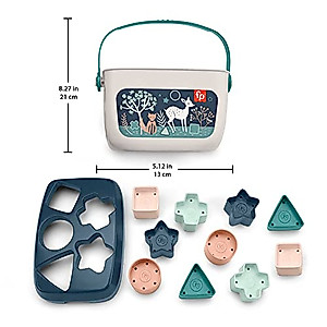 Fisher-Price Stacking Toy Baby’S First Blocks Set Of 10 Shapes For Sorting Play Ages 6+ Months, Navy Fawn