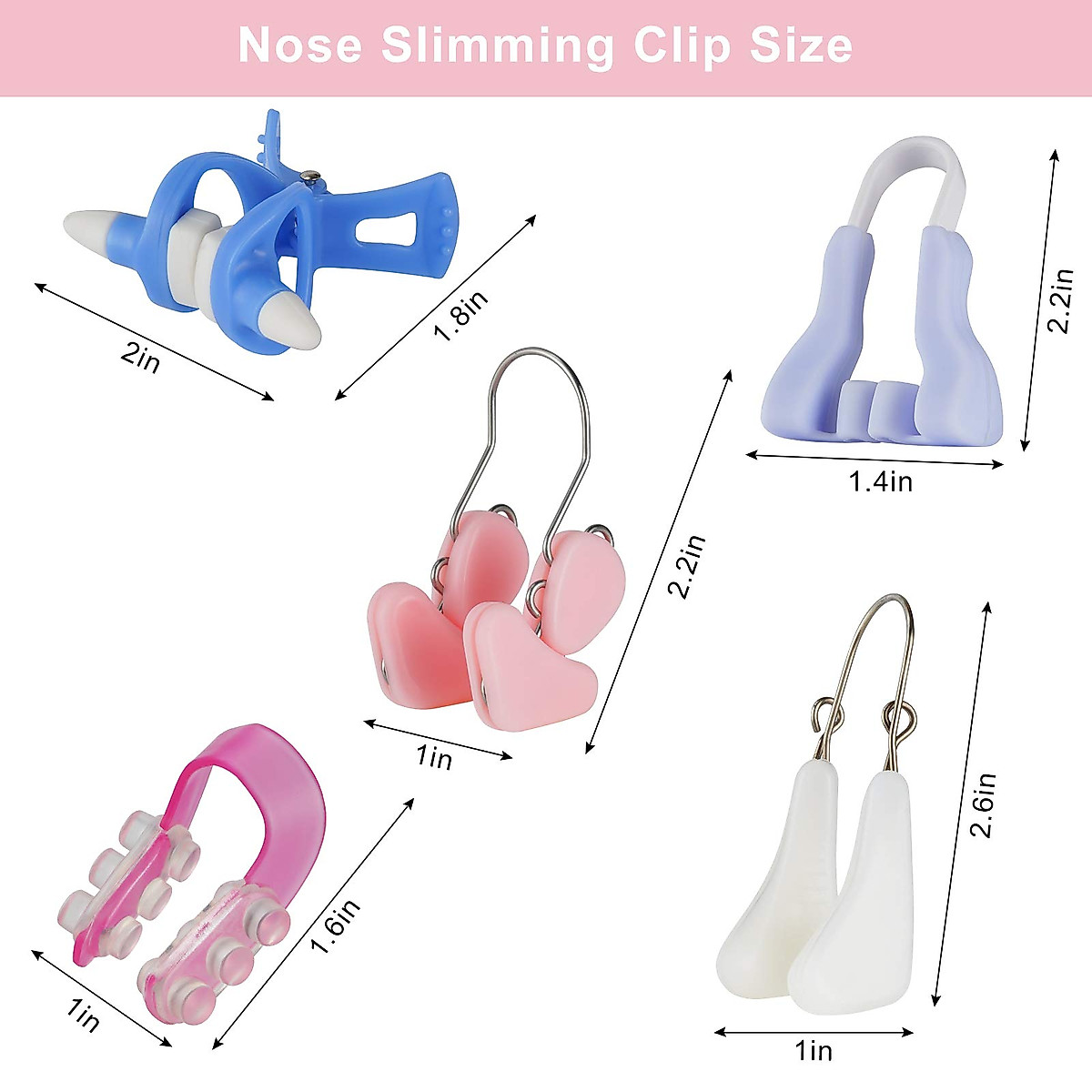 5 Pcs Nose Shaper Clip Nose Up Lifting Pain-Free Nose Bridge Straightener Corrector, Soft Safety Silicone Nose Slimming Device for women men (Multi)