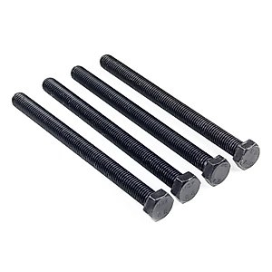MroMax 4Pcs M12 x 150mm Hex Head Screw Bolt, Carbon Steel Grade 8.8, Black Oxide Finish, Full Thread, Hexagon Head Bolts for Furniture Repair