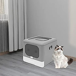 Cat Litter Box Fully Enclosed and Foldable,Top Entry Litter Box Storage and Deodorization Design Easy to Clean Covered Litter Box,Comes a Cat Shovel Comes a Cat Rubbing Device Families Cat Houses