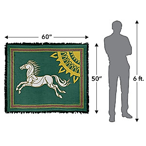 LOGOVISION The Lord of The Rings Blanket, 50"x60" Rohan Banner Woven Tapestry Cotton Blend Fringed Throw Blanket
