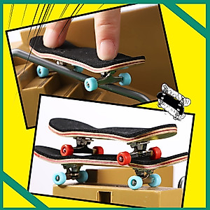 20 Pieces Fingerboard Tool Set Fingerboard Bearing Wheels with 4 Pieces Fingerboard Tool Screwdriver and Nut Driver Compatible with Most Fingerboard Trucks (White, Black, Red, Light Blue)