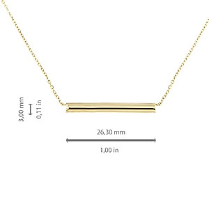 Lucchetta - Solid Gold Bar Pendant Necklace, 14 karat Yellow Gold Goldbar with 16+2 Inch Chain, Womens Girls14k Gold Authentic Italian Necklaces Jewelry from Italy