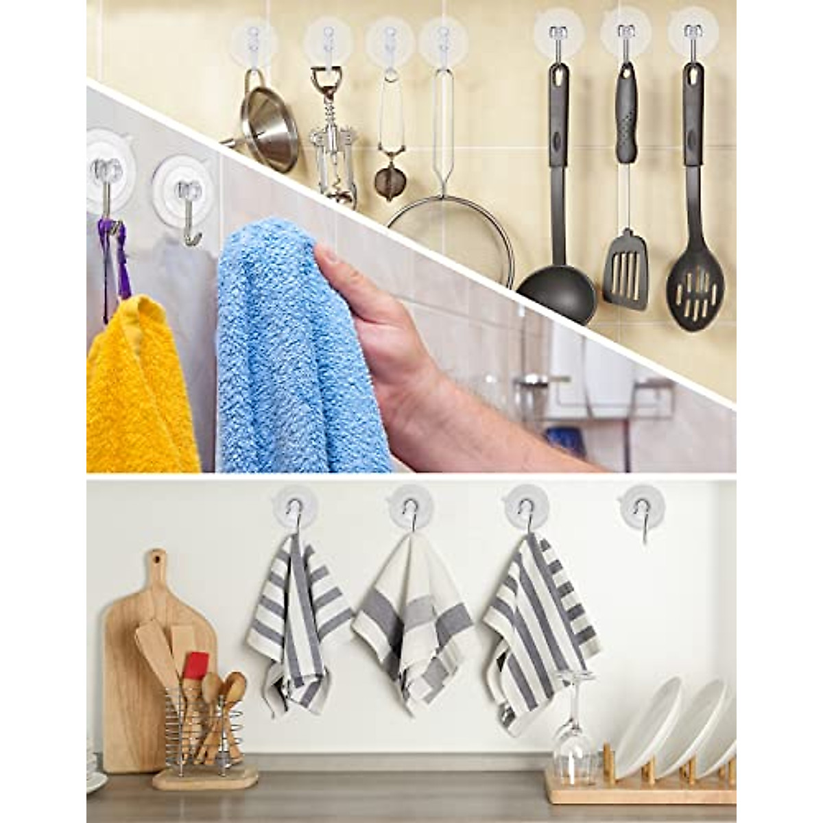 LUPYJI 15 Pack Suction Cup Hooks,Thicken Transparent Reusable Suction Cups for Glass/Kitchen/Bathroom/Shower Wall/Window/Door,Holds up to 4 lbs