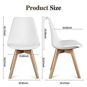 OLIXIS Dining Chairs Set of 4 Mid-Century Modern Dinning Chairs, Living Room Bedroom Outdoor Lounge Chair PU Leather Cushion and Wood Legs, White