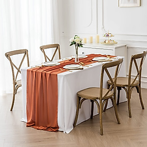 flohar 1Pack 10ft Chiffon Table Runner 29x120 Inch Sheer Romantic Table Runner for Wedding Birthday Party Bridal Shower Outdoor Decoration-Rust