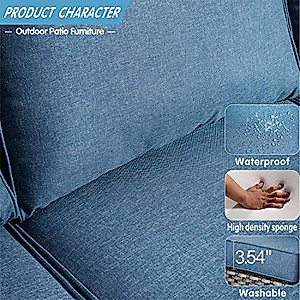 ovios Patio Chairs, All Weather Outdoor Rattan Wicker Chairs Patio Dining Chairs High Back Single Chairs Garden Backyard Porch (2 PCS, Denim Blue)