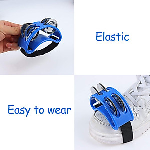 Xgood 4 Pieces Foot Tambourines Percussion Musical Instrument with Stainless Steel Jingles Percussion Musical Instrument Accessories (Blue)