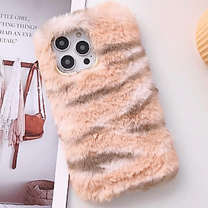 for Samsung A04/A04s Furry Phone Case, Tiger Calico Tabby Cat Striped Gradients Animal Fur Pattern Fuzzy Fluffy Soft Warm Hair Plush Phone Case