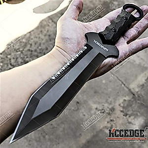 Tactical Knife Hunting Knife Survival Knife 12 Inch Full Tang Fixed Blade Knife Razor Sharp Edge Camping Accessories Camping Gear Survival Kit Survival Gear Tactical Gear 77947 (Black)