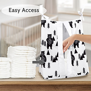TANOFAR Diaper Organizer Stackers & Lounger Cover, Snugly Fit Infant Lounger for Baby, 2pcs Baby Nursery Diaper Stacker Caddy Organizer, Bear