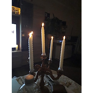 Lasumora Flameless Taper Candles Flickering with Remote Timer, LED Taper Candles Battery Operated Warm 3D Wick Spiral Window Candles 6 Pack Real Wax Wedding Home Birthday Christmas Decor 9.8" Ivory