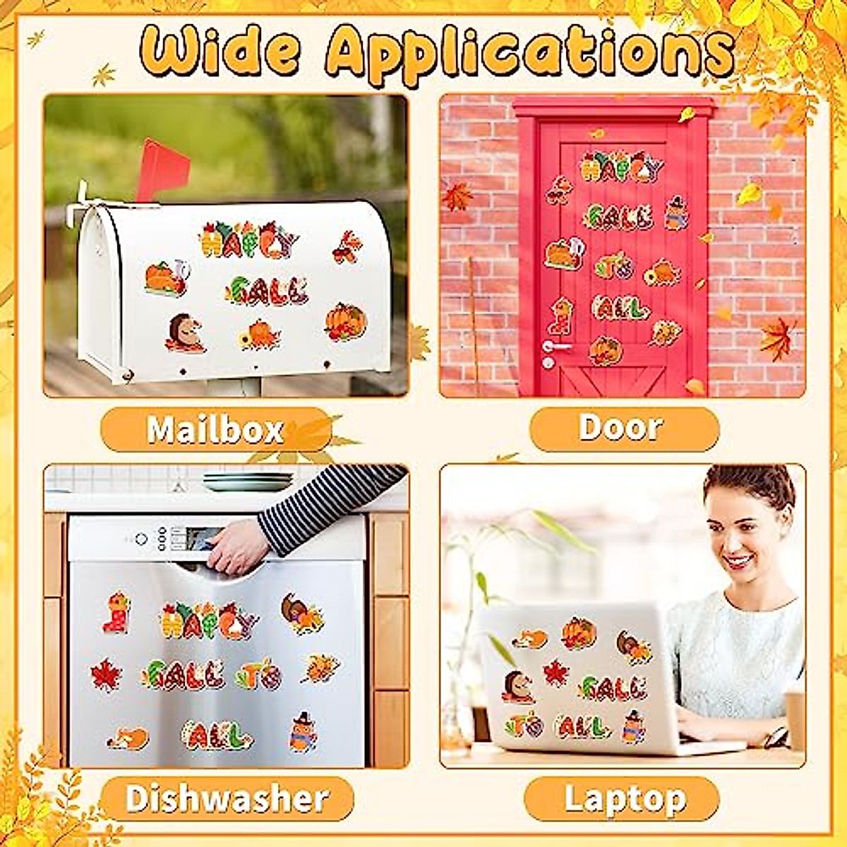 15Pcs Fall Magnets Decorations, Fall Reflective Car Refrigerator Magnets, Holidays Magnetic Stickers, Autumn Leaves Pumpkin Magnet Decal Accessories Thanksgiving Decoration for Garage Door Car Fridge