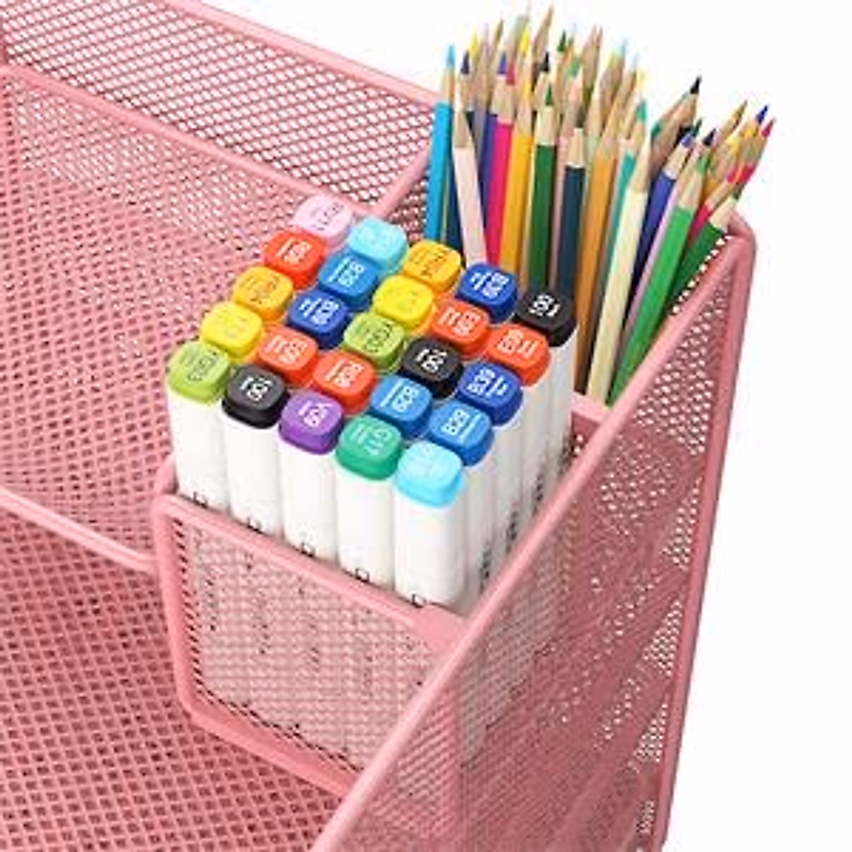 JAFUSI Mesh Desk Organizer with File Holder Magazine Holder,5-Tier Paper Letter Tray Organizer with Pen Holder,Desktop File Organizer with Drawer,10 Sections Suit for Home School Office Supplies