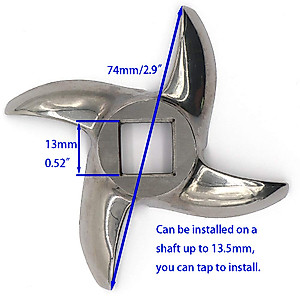 2 Pack #22 Meat Grinder Blade Stainless Steel Knife Cutter Replacement for Grinders