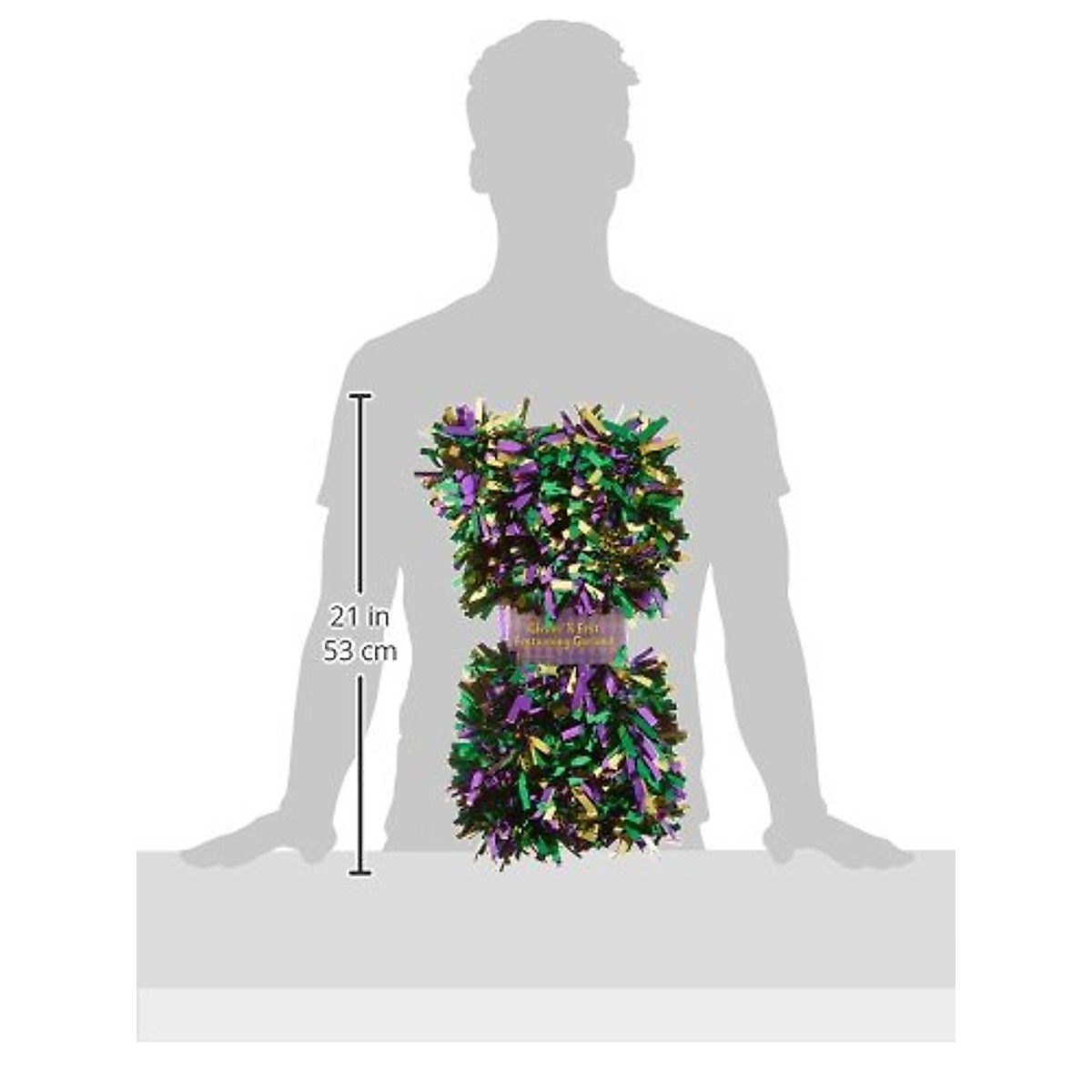 Beistle Metallic Festooning Garland Party Accessory, Mardi Gras Decorations, 4" x 15', Gold/Green/Purple