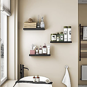 GREENDEW Floating Shelves Invisible Wall Mounted Set of 2, Retro Hanging Wall Decor Shelf 16 x 9 for Living Room, Bedroom, Bathroom, Kitchen (Black)