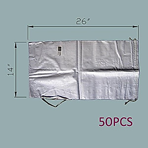 Sand Bags 18"x30", Empty White Woven Polypropylene w/Ties, UV Protection, 100Pack (Also Sold In 10Pack / 50Pack. 14"x26" / 17"x27" Available)