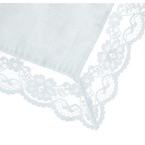 CTM® Women's Bridal Dress Lace and Linen Handkerchief, White