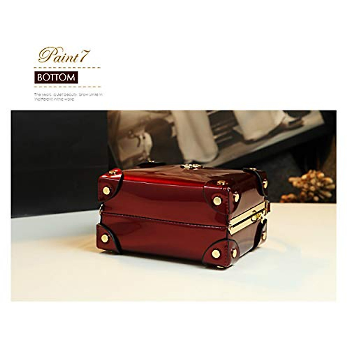 Fashion Women's Top Handle Satchel Handbags Leather Evening Bag Purses Small Hard Square Box Shoulder Bags (Red)