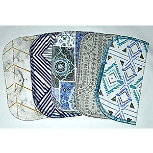 2 Ply Moroccan Tile Flannel Washable Kids Lunchbox Napkins 8x8 inches 5 Pack - Little Wipes (R) Flannel