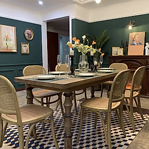 SUSUO Dining Table, Brown Rectangle Solid Wood 6-Person Dining Table, 55.1" L x 27.6" W x 29.5" H - Multifuntional Desk for Living Room, Dining Room, Home Office