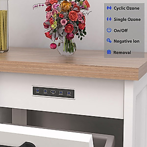 Prapark White Double Tilt Out Trash Cabinet - Kitchen Garbage Can Free Standing Holder with Negative Ion and Deodorizing - Accommodates 2 x 10-Gallon Trash Cans - Tilt Out Laundry Hamper Cabinet