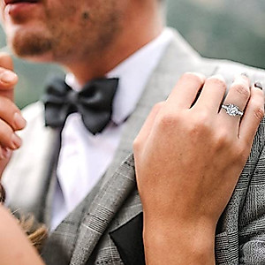 Clara Pucci 3.02 ct Round Cut Genuine Lab Grown Diamond VS1-VS2 18K White Gold Engagement Wedding Bridal Set Ring band Set size 11