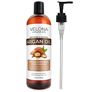 velona Argan Oil - 16 oz | Morocco Oil | Stimulate Hair Growth, Skin, Body and Face Care | Nails Protector | Unrefined, Cold Pressed | Cap Kit