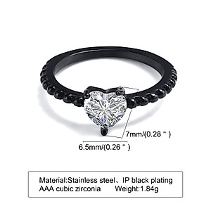 Personalized Couples Rings Custom Engraved Promise Rngs for Couples Black Matching Engagement Rngs for Couples with Cubic Zirconia 3pc Wedding Rings Set for Him and Her Mens Wedding Rings Titanium Engraved Christmas Jewelry Gift 5-13 (Women's Ring)