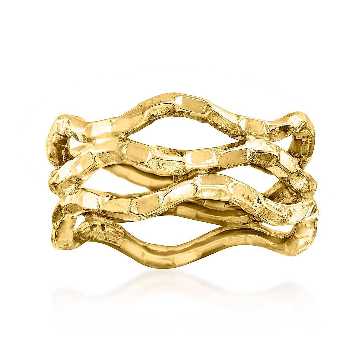 Ross-Simons 14kt Yellow Gold Wavy Open-Space Ring. Size 8