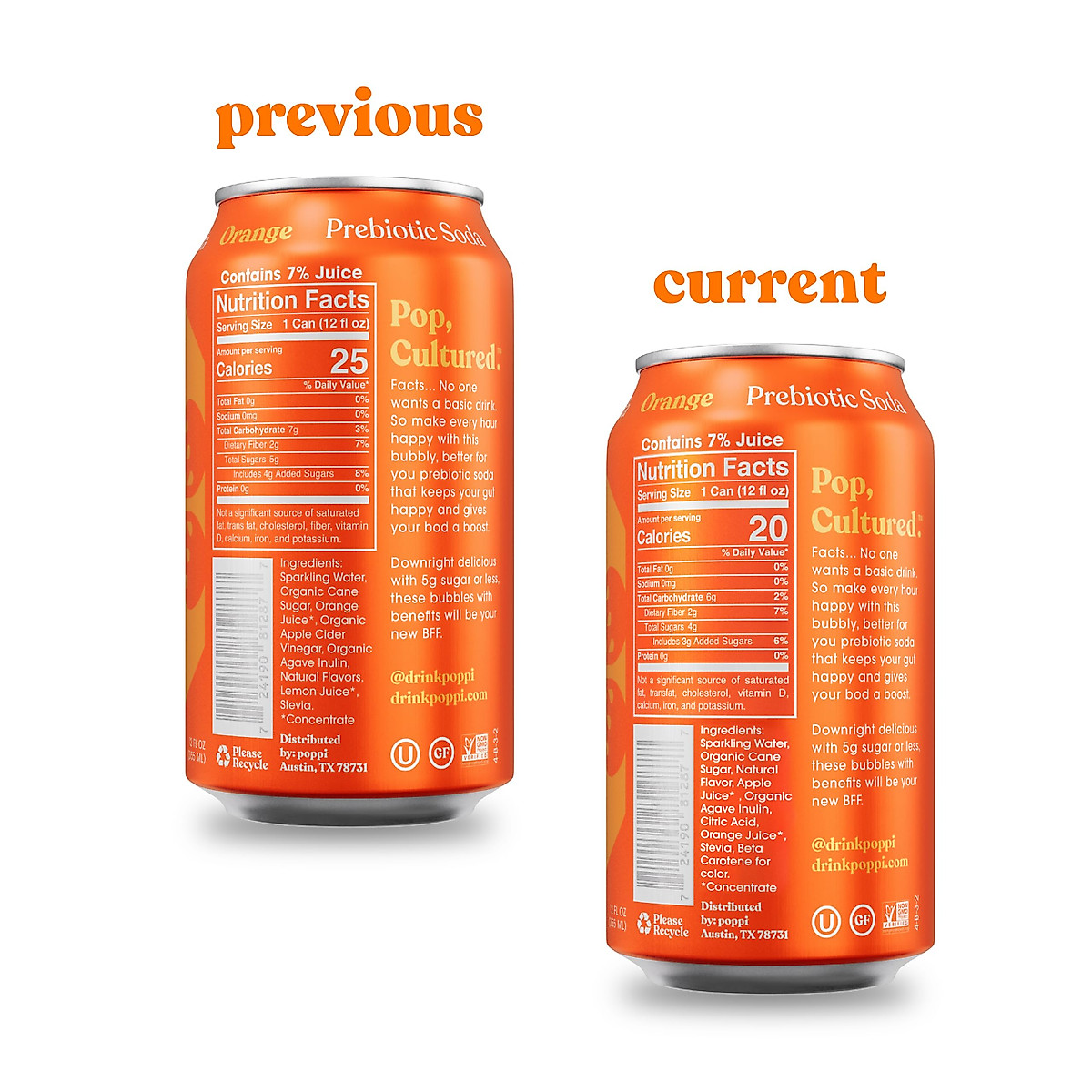 POPPI Sparkling Prebiotic Soda, Beverages w/Apple Cider Vinegar, Seltzer Water & Fruit Juice, Fun Favorites Variety Pack, 12oz (12 Pack) (Packaging May Vary)