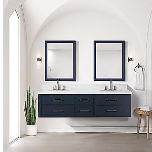 Bell+Modern Tuckerton 72 in W x 22 in D Blue Double Bath Vanity and Carrara Marble Top