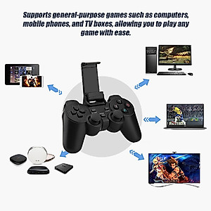 Wireless Gaming Controller USB Bluetooth Gamepad Joystick Game Controller with 2.4G Receiver Compatible for Phone/PC/Laptop Computer(Windows XP/7/8/10)/Android Smart TV/TV Box