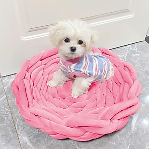 Super Soft Velvet Bulky Tube Yarn for Hand Knitting Blanket for Braided Knot, Giant Arm Knitting Yarn for Knitting Throw Rugs Pillow(Dark Pink 0.55lb)