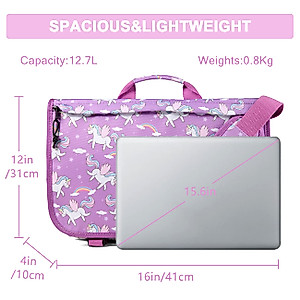 VASCHY Messenger Bag for Kids, Cute 15.6inch Laptop Crossbody School Bag for Boys Girls Teens Women Unicorn