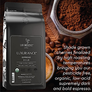 Lifeboost Coffee Organic Espresso Beans Whole - Low Acid Single Origin Organic Coffee - Non-GMO Espresso Coffee - Third Party Tested For Mycotoxins & Pesticides - Whole Bean - 12 Ounces