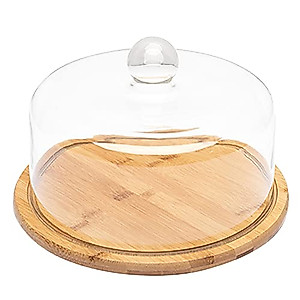 Cake Stand with Dome, Display Cake Stand Serving Platter Snack Tray Round Dessert Plate Tray for Baking Wedding Party (21 * 21 * 15.7cm)