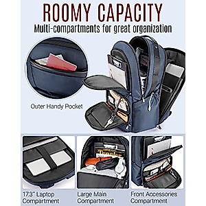 LIGHT FLIGHT Laptop Backpack for Men, Travel Backpack for Men Women bag with Charging Port Fits 17.3 Inch Computer, 40L Back Pack for Business Work College, Dark Blue