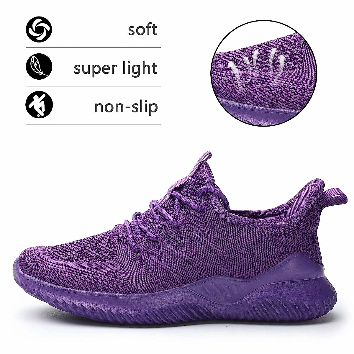 Women's Running Shoes Ladies Slip on Tennis Walking Sneakers Lightweight Breathable Comfort Work Gym Trainers Stylish Shoes Dark Purple