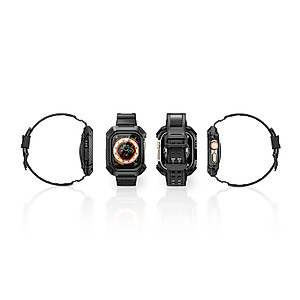 SUPCASE for Apple Watch Ultra Case with Band (Unicorn Beetle Pro), [2X Screen Protector] [Military-Grade Drop Protection] Rugged Men Cover with Adjustable Strap Band for iWatch Ultra 2/1, Black