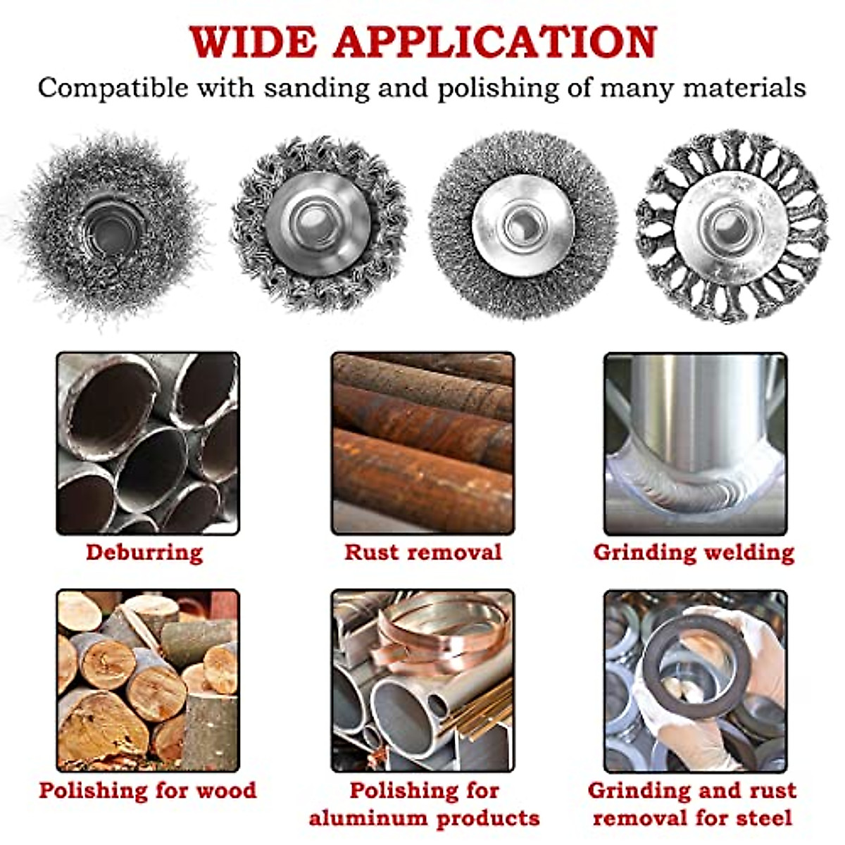 Wire Wheels for 4 1/2 Angle Grinder, 4&3 Inch Wire Wheel Brush Cup Brush Set, Wire Wheel for Angle Grinder, Angle Grinder Wire Wheel for Heavy&Light Duty Work, 5/8 Inch 11 Threaded Arbor - 6 Packs